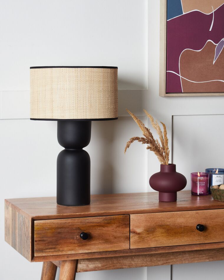 Raffia Table Lamp Black PRESIDIO | Beliani.de