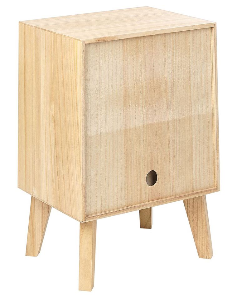 Yöpöytä keisaripuu laatikko hylly vaalea puu SENEY | Beliani.fi