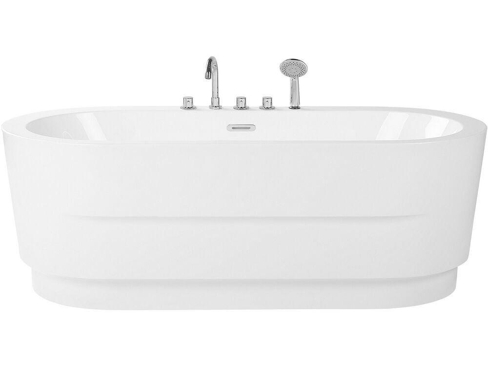 Badewanne mit Armatur weiß freistehend oval 170 x 80 cm EMPRESA ...