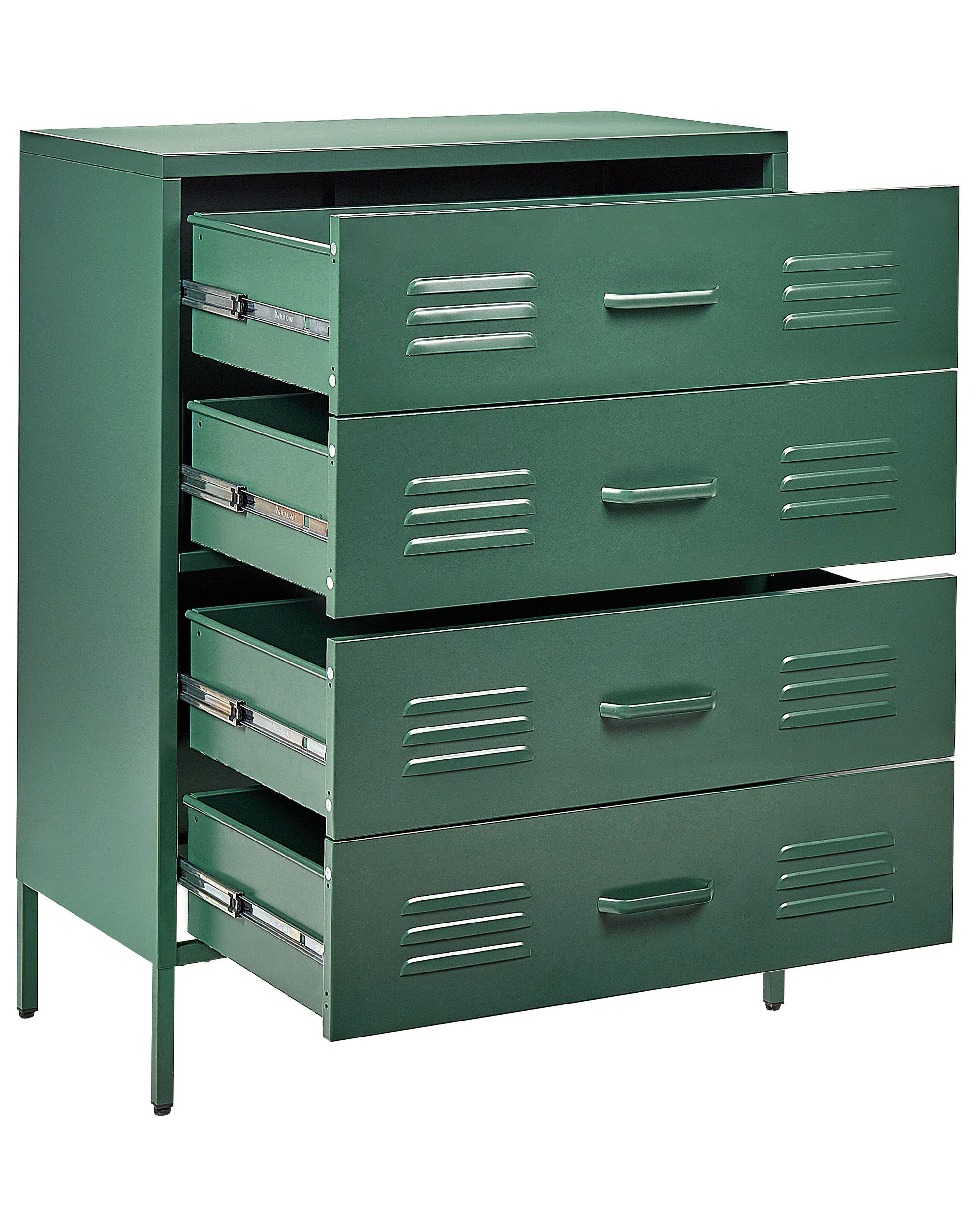 4 Drawer Metal Chest Dark Green ENAGO | Beliani.dk