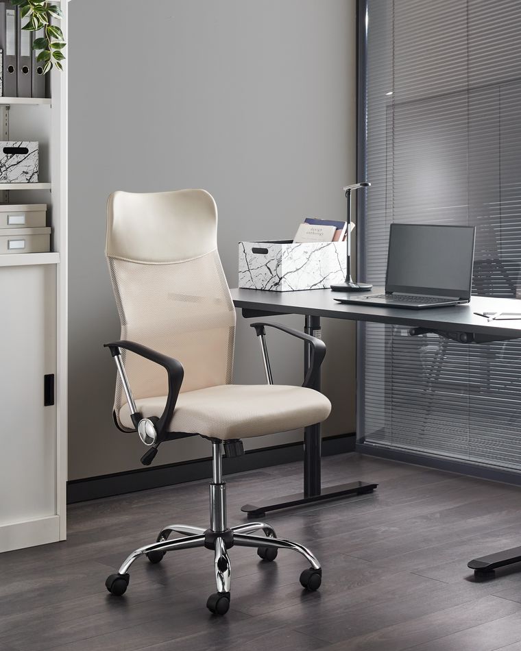 Swivel Office Chair Beige DESIGN | Beliani.at