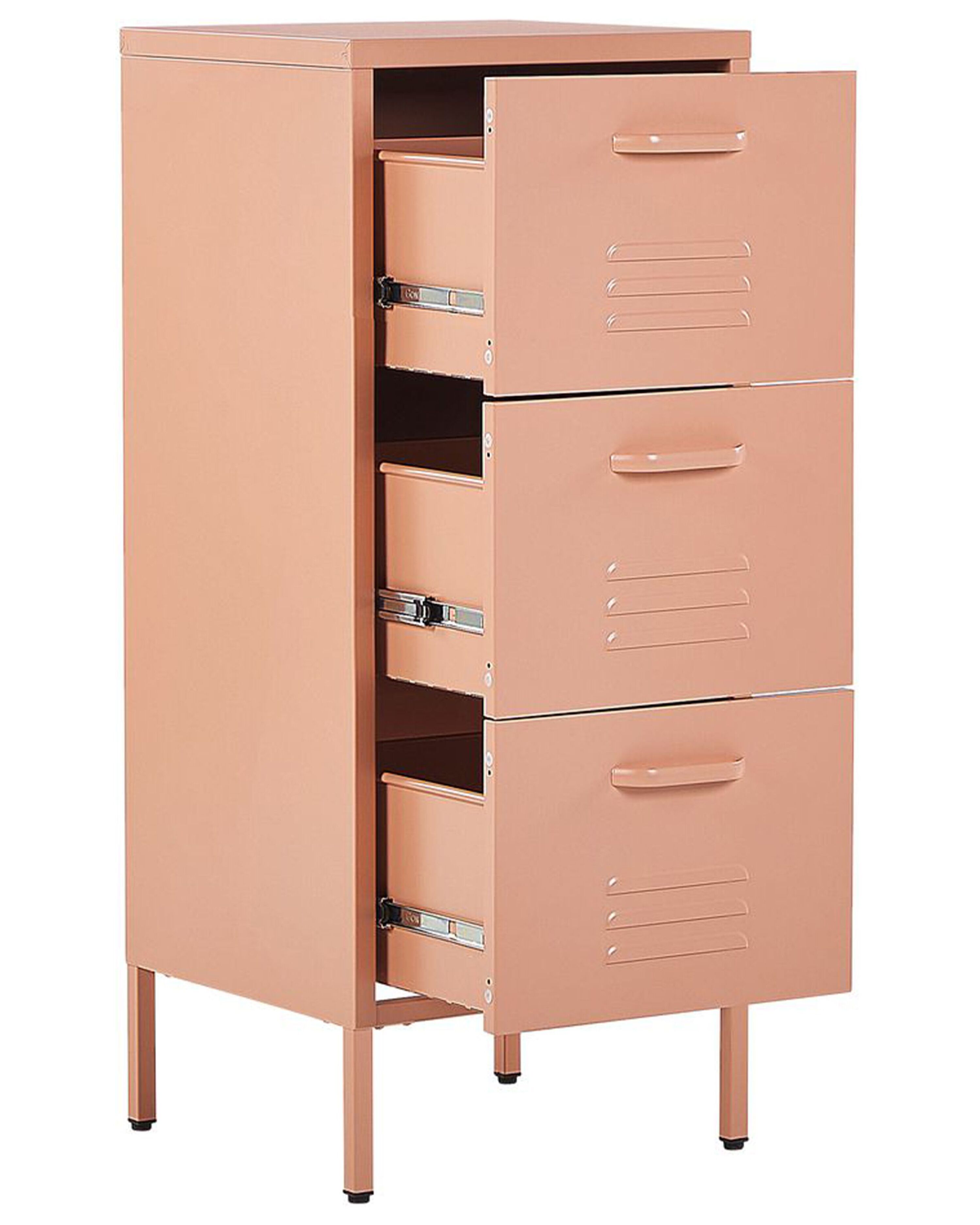3 Drawer Metal Storage Cabinet Pink WOSTOK | Beliani.co.uk