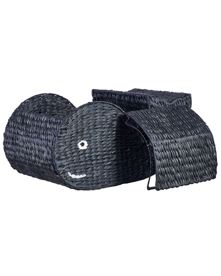 Water Hyacinth Wicker Whale Basket Black ORANIA | Beliani.co.uk