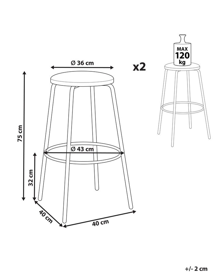 Sæt med 2 barstole velour orange MORTON | Beliani.dk