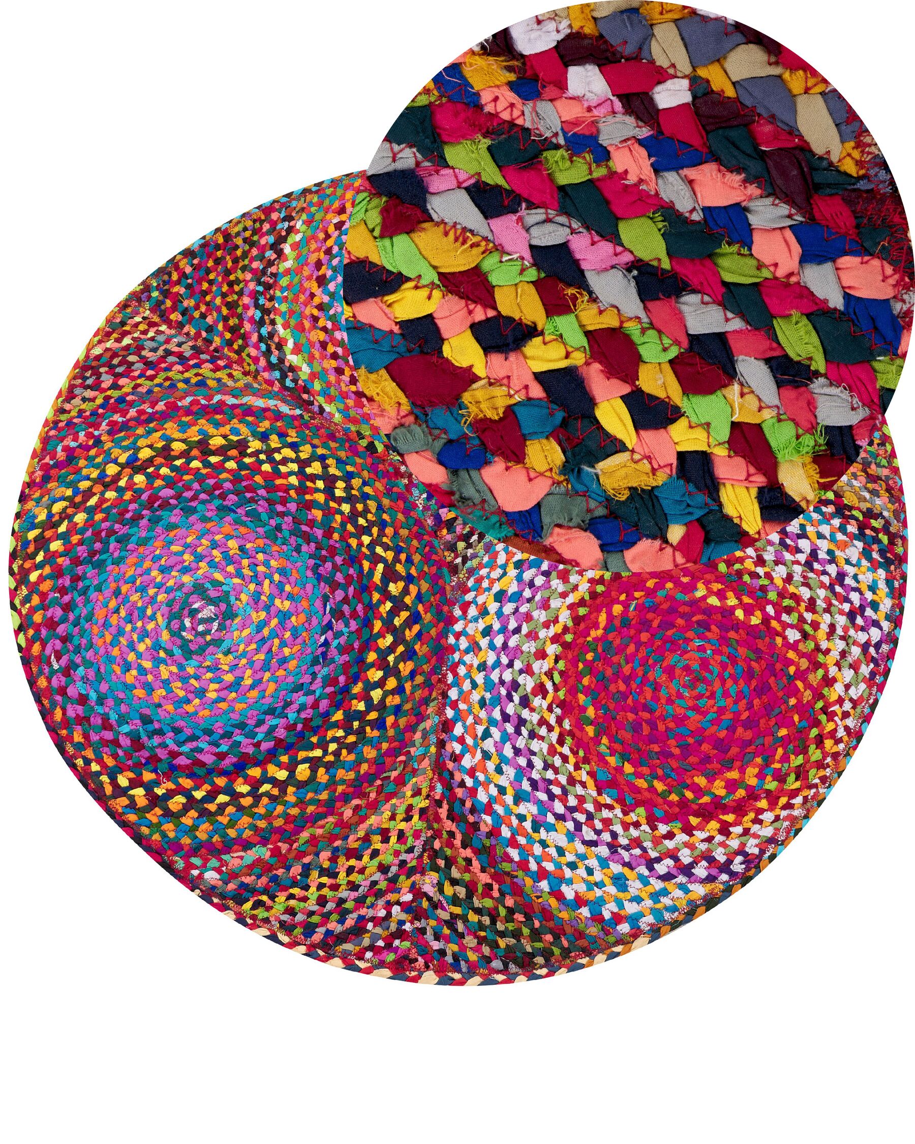 Round Cotton Rug ⌀ 140 cm Multicolour LADIK | Beliani.co.uk