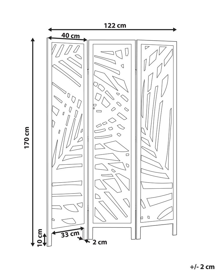 Sammenleggbar romdeler i tre med 3 paneler 170 x 122 cm lyst tre ...
