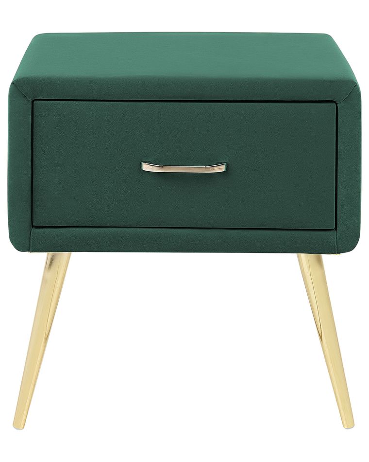 Table de chevet verte en velours avec 1 tiroir FLAYAT | Beliani.fr