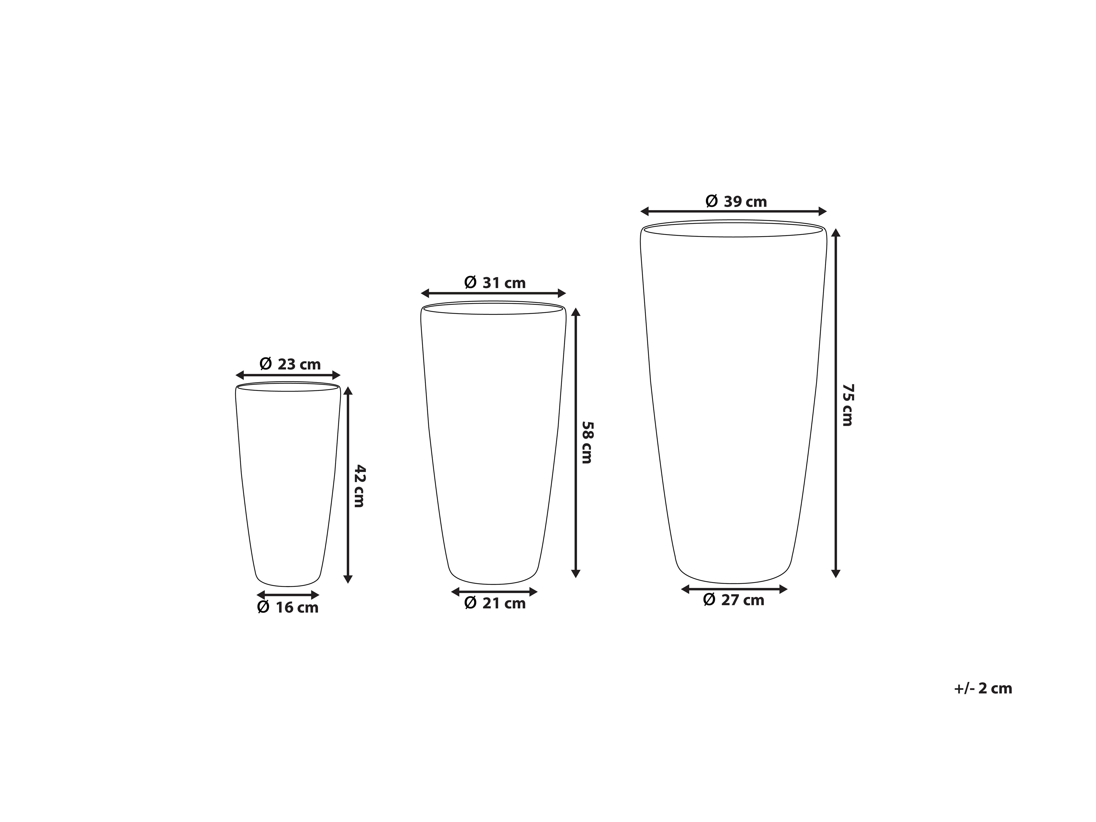 Conjunto de 3 vasos para plantas diversos tamanhos branco ABDERA ...