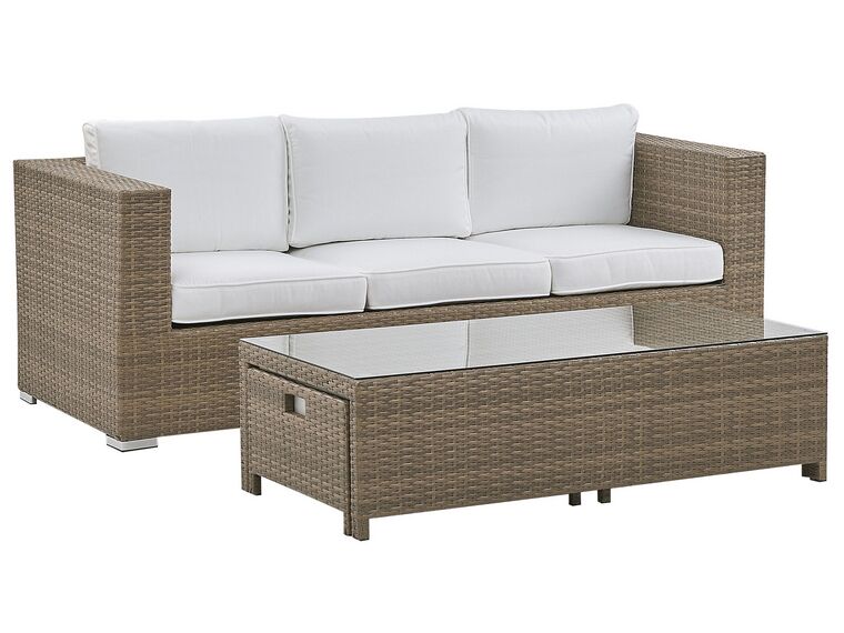 Loungeset rotan wit BELLUNO | Gratis Levering