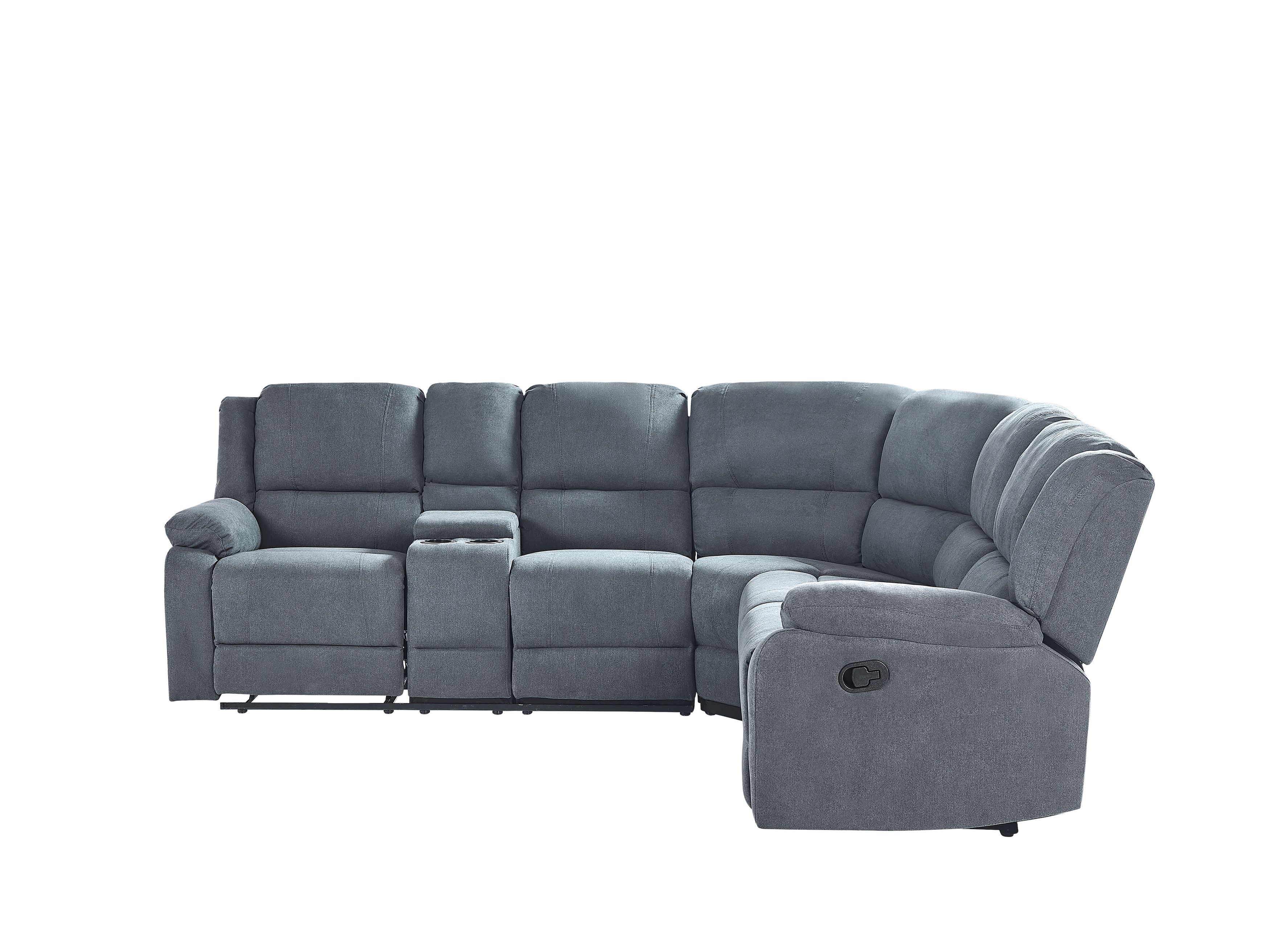Corner Fabric Manual Recliner Sofa Grey ROKKE | Beliani.co.uk