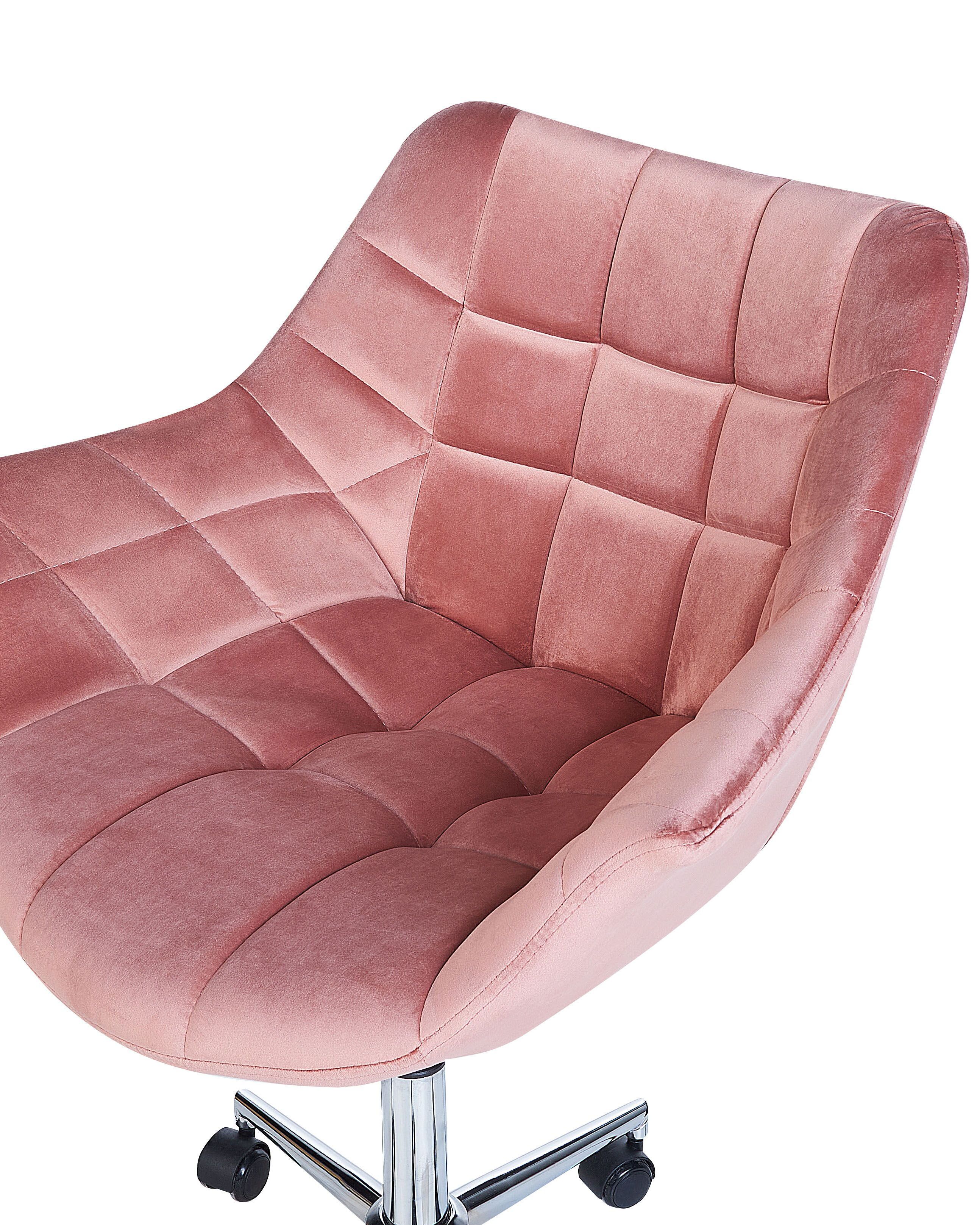 Bureaustoel fluweel roze LABELLE | Beliani.nl
