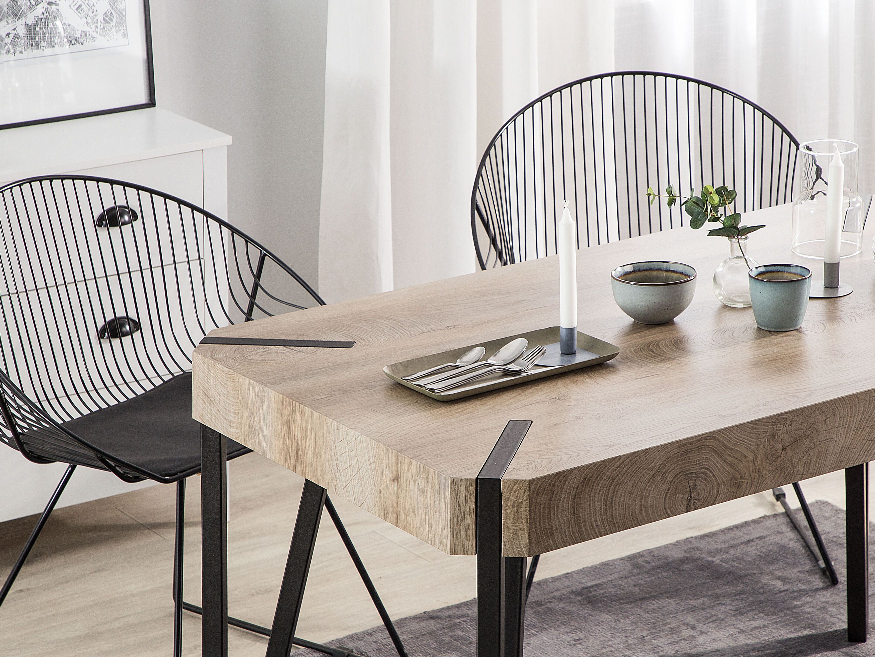 Dining Table 130 x 80 cm Light Wood CAMBELL | Beliani.co.uk