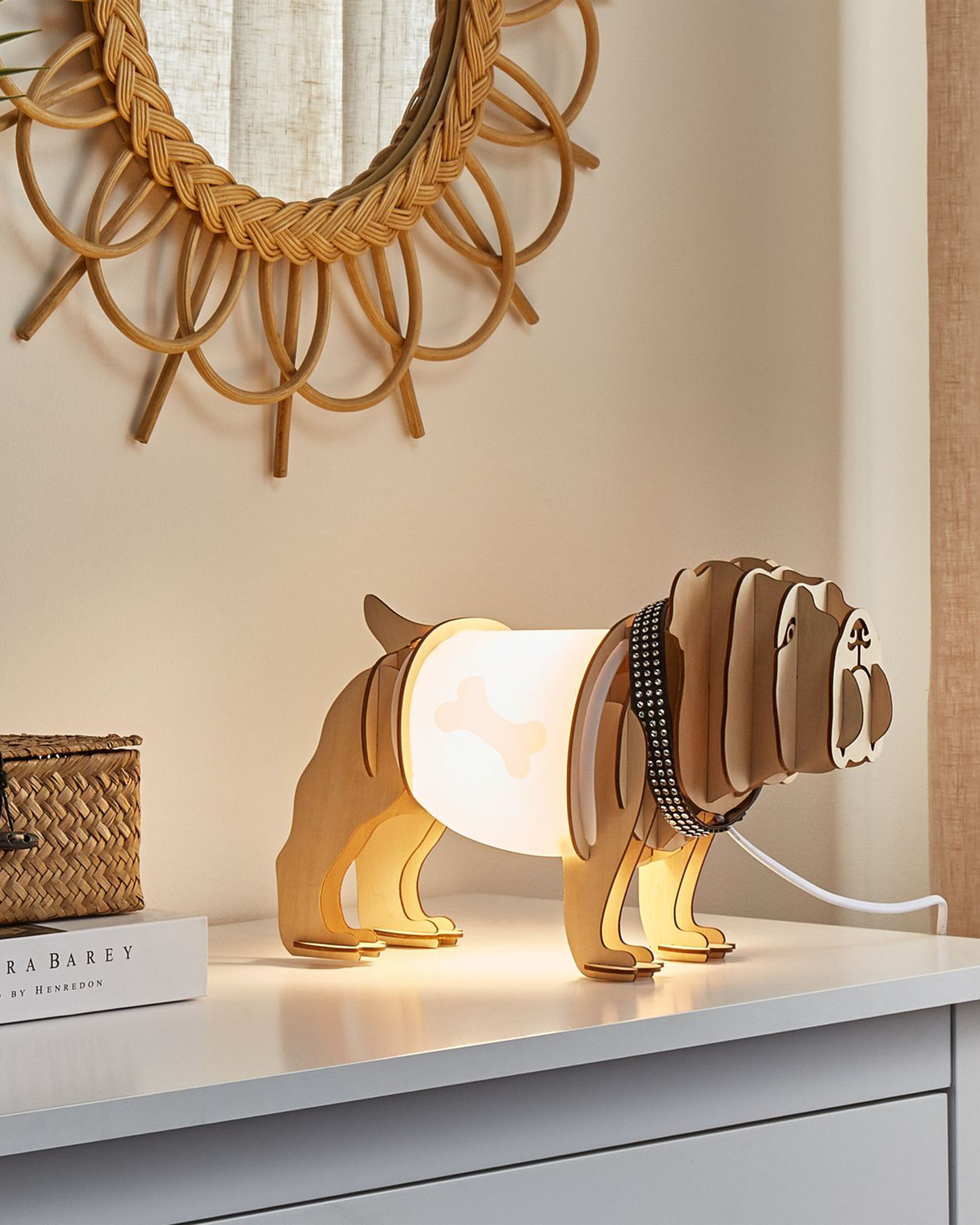 Table Lamp Dog Light Wood DOUCE | Beliani.co.uk
