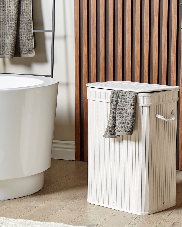 Korb mit Deckel Bambusholz weiß rechteckig KALUTARA | Beliani.de