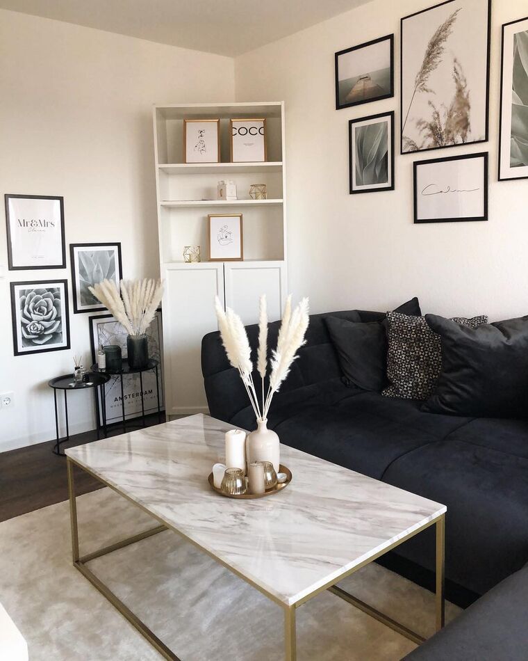 Salontafel marmer-look beige/goud DELANO | Gratis Levering