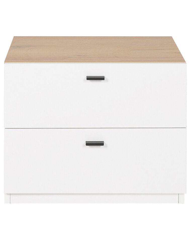 2 Drawer Bedside Table White with Light Wood EDISON | Beliani.co.uk