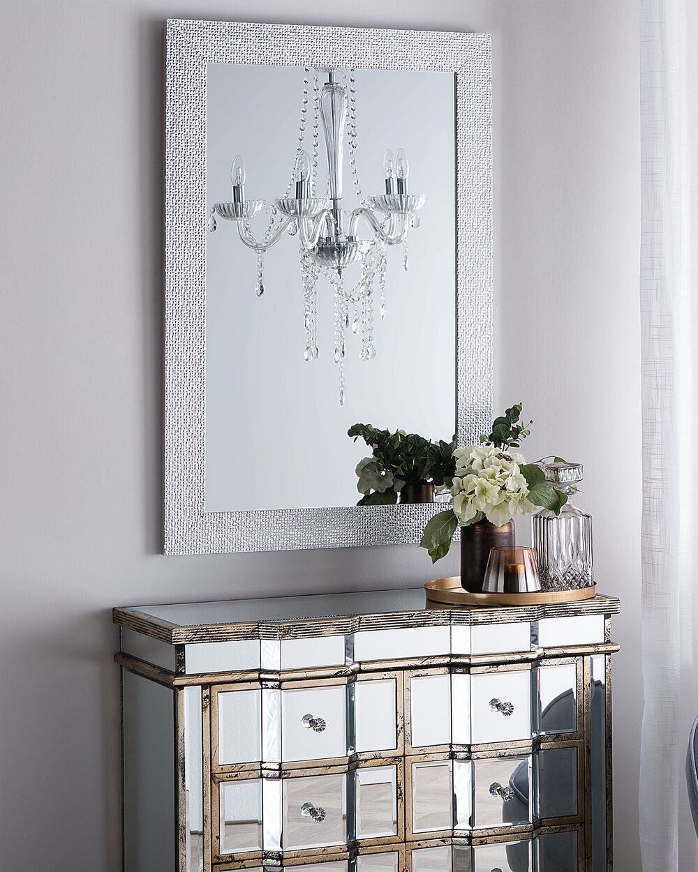 Espejo de pared plateado 61x91 cm MERVENT | Beliani.es