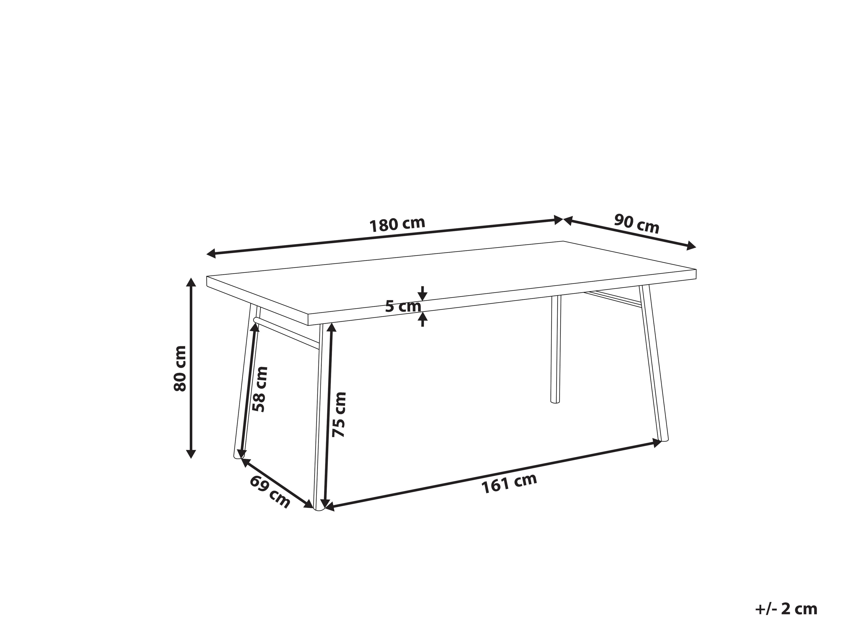 Dining Table 180 x 90 cm Light Wood with Black IVORIE | Beliani.co.uk