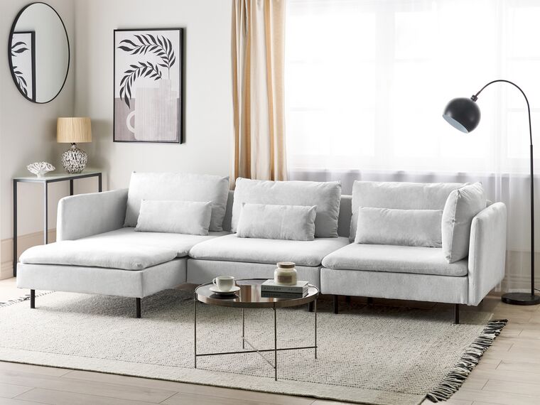 Right Hand Modular Fabric Corner Sofa Grey EGERIS | Beliani.co.uk