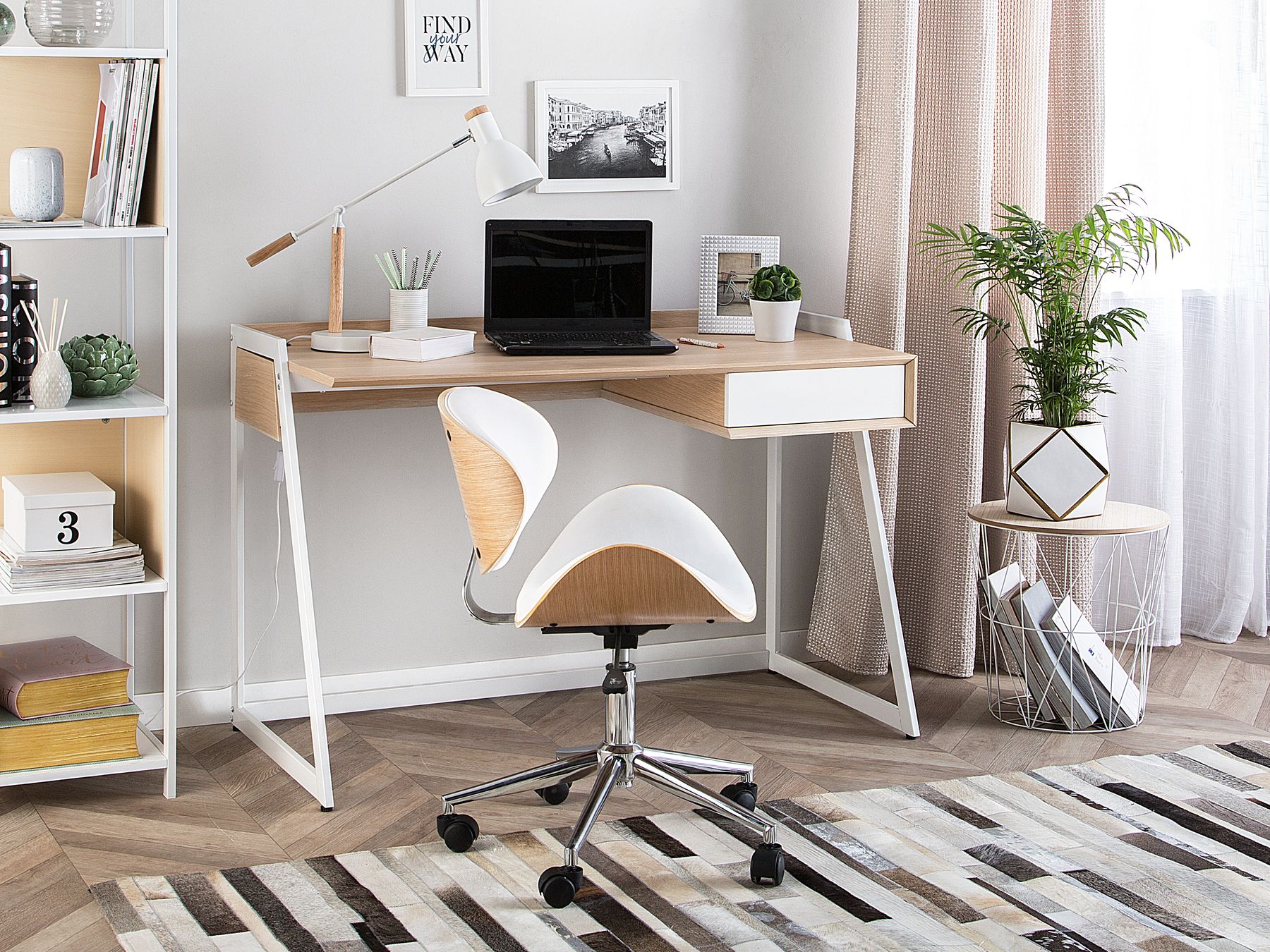 Armless Desk Chair White ROTTERDAM | Beliani.co.uk