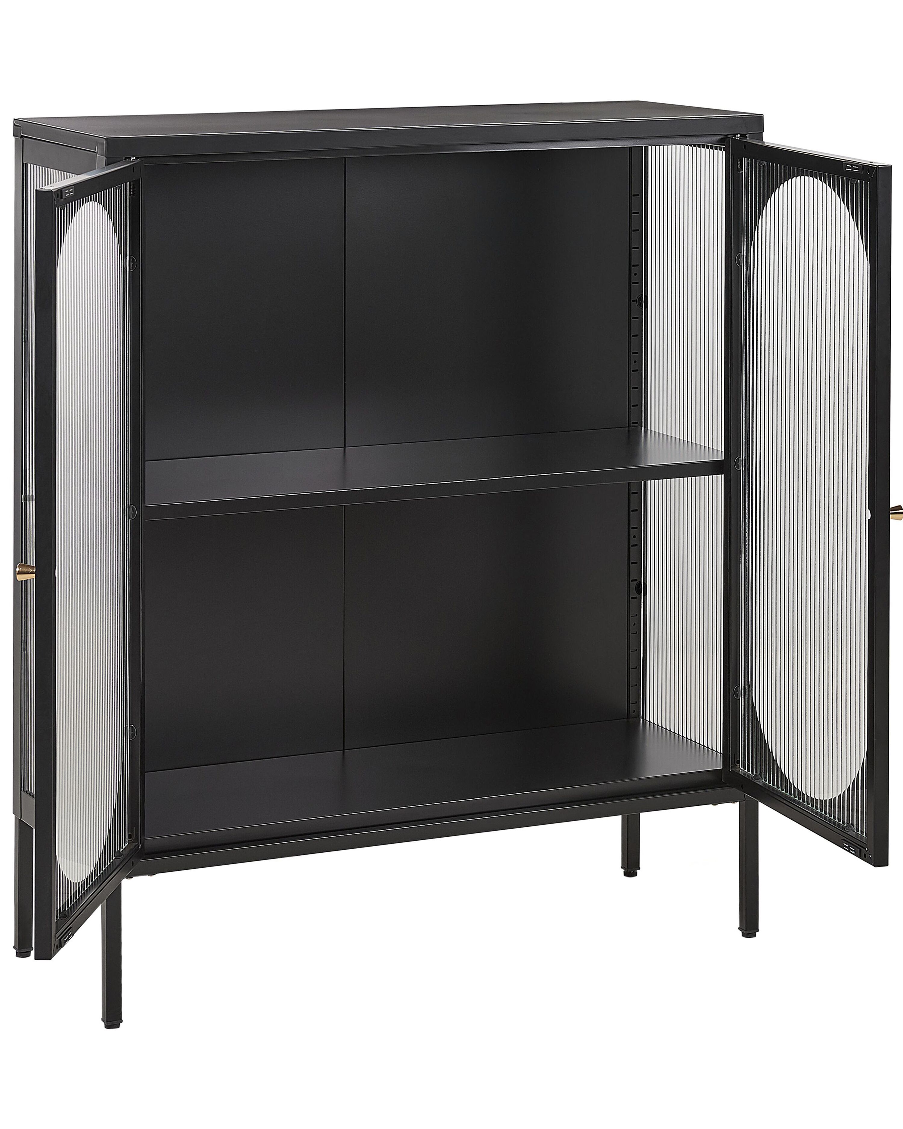 Steel Display Cabinet Black SARRE | Beliani.co.uk