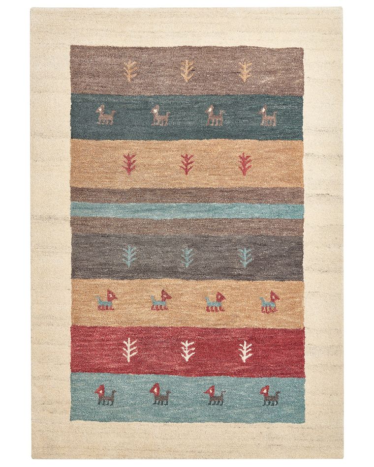 Tapete Gabbeh em lã multicolor 160 x 230 cm SARILAR | Beliani.pt