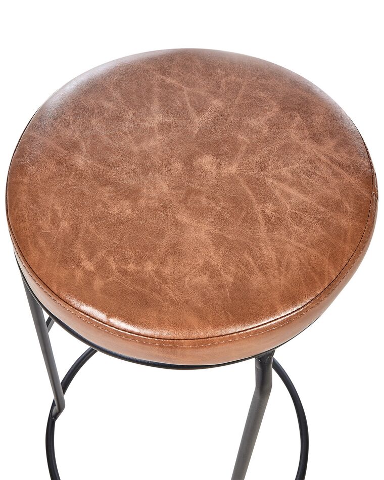 Set of 2 Faux Leather Bar Stools Brown MILROY | Beliani.co.uk