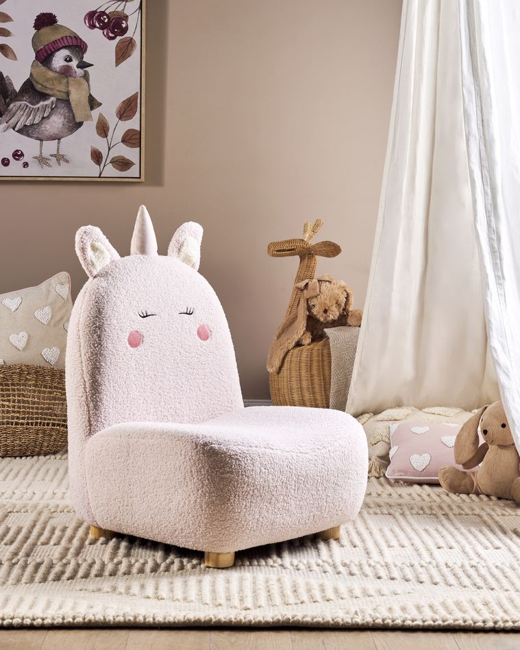 Kinderfauteuil teddy roze LULEA | Beliani.nl