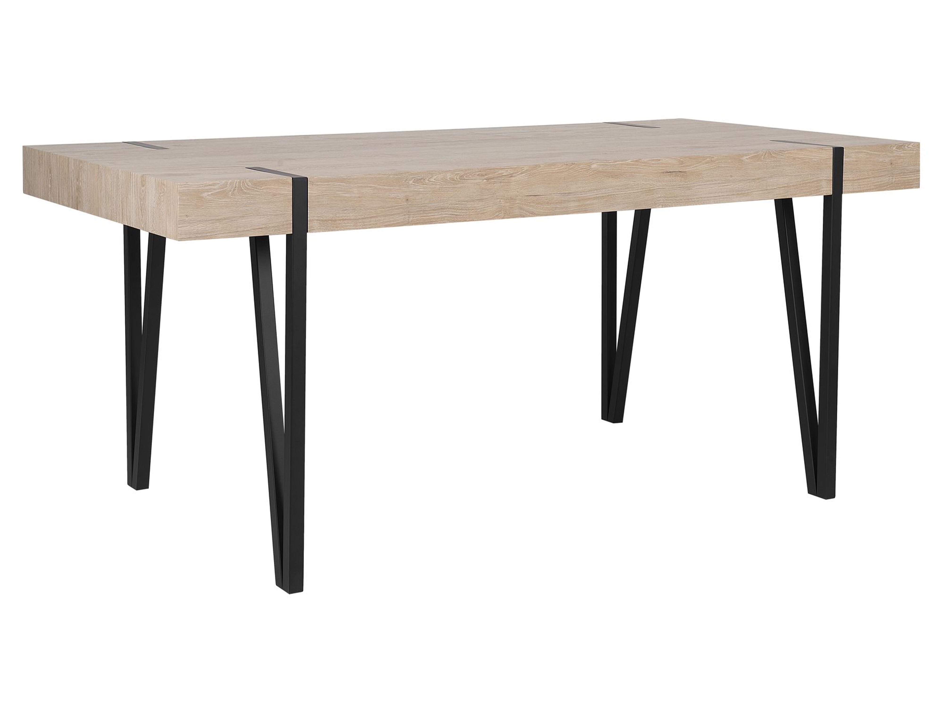 Dining Table 150 x 90 cm Light Wood with Black ADENA | Beliani.co.uk
