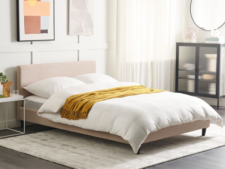 EU Double Size Bed Frame Cover Beige for Bed FITOU | Beliani.co.uk
