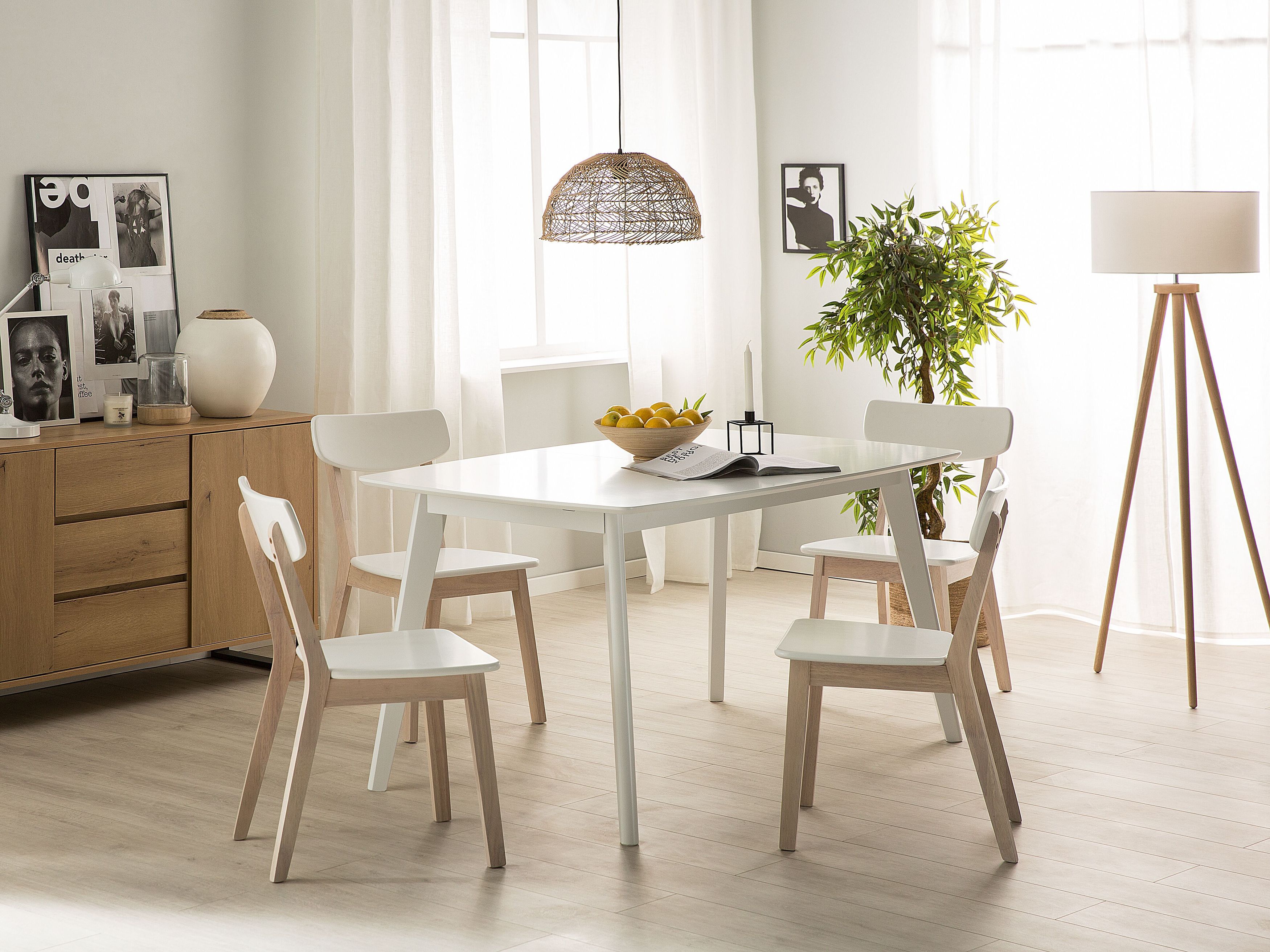 Extending Dining Table 120/160 x 80 cm White SANFORD | Beliani.co.uk