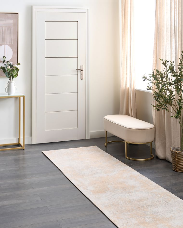 Cotton Runner Rug 80 x 300 cm Beige BEYKOZ | Beliani.co.uk