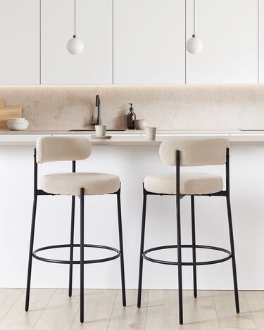 Set of 2 Fabric Bar Chairs Light Beige MAYETTA | Beliani.co.uk