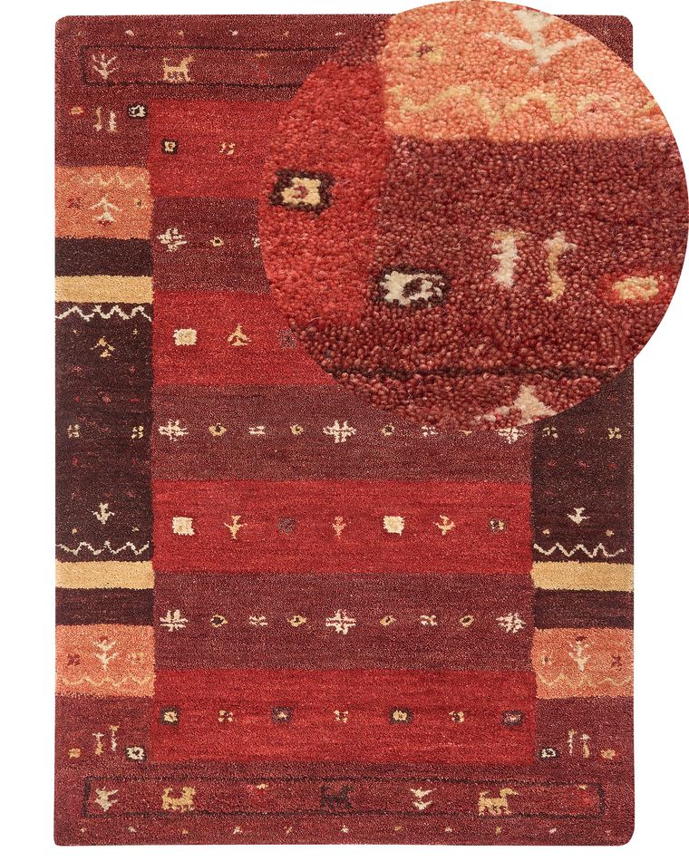 Gabbeh Teppich Wolle rot 160 x 230 cm Hochflor SINANLI | Beliani.de