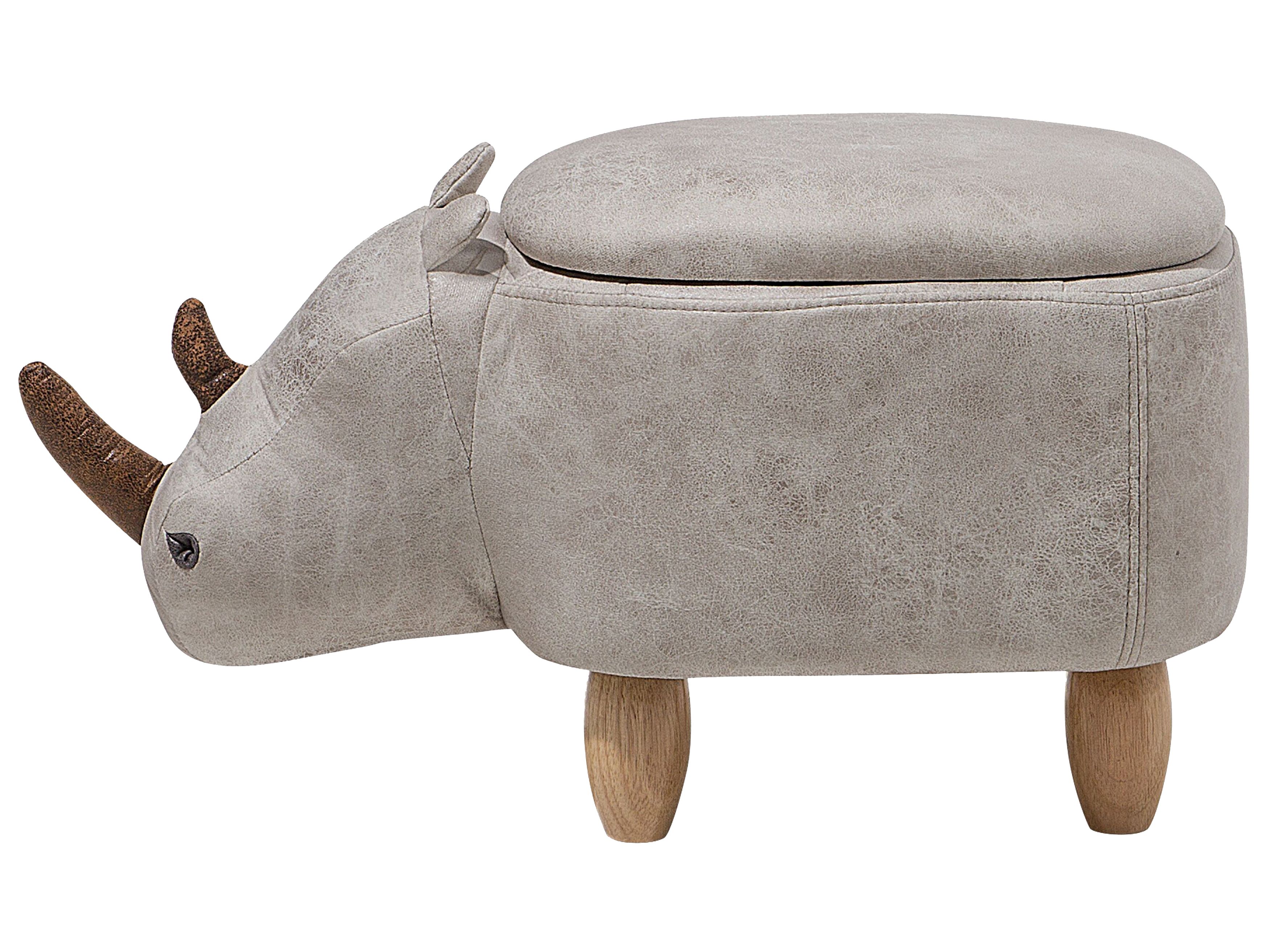 Faux Leather Storage Animal Stool Light Grey RHINO | Beliani.co.uk