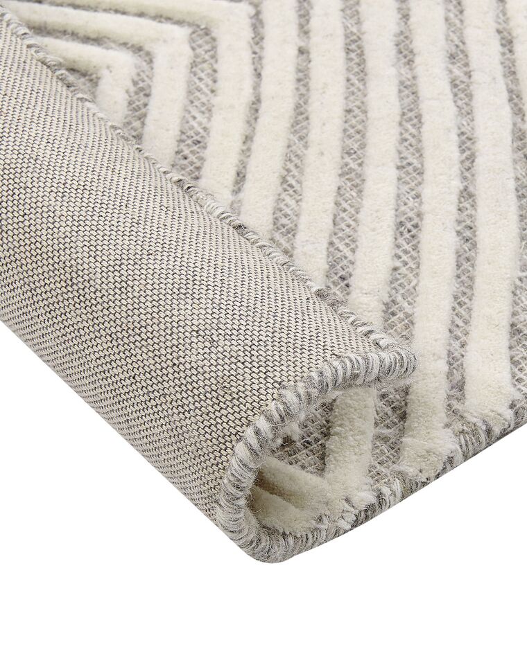 Wool Area Rug 80 x 150 cm White and Grey GOKSUN | Beliani.co.uk