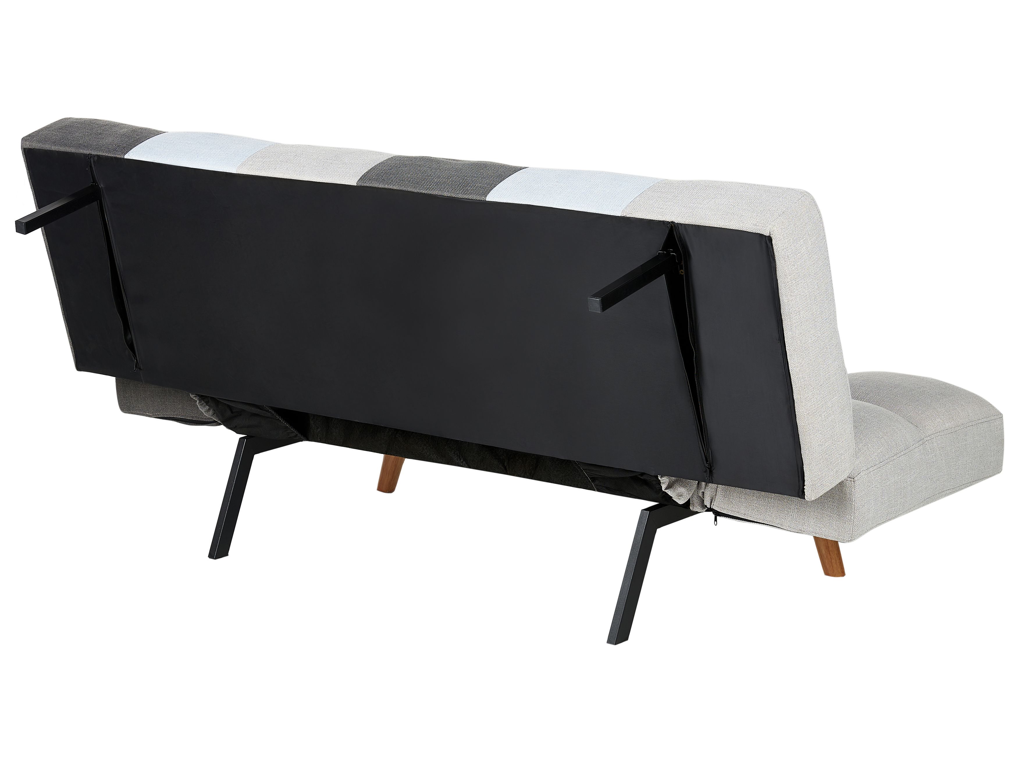 Sofá-cama de 3 lugares em tecido patchwork cinzento e azul INGARO ...