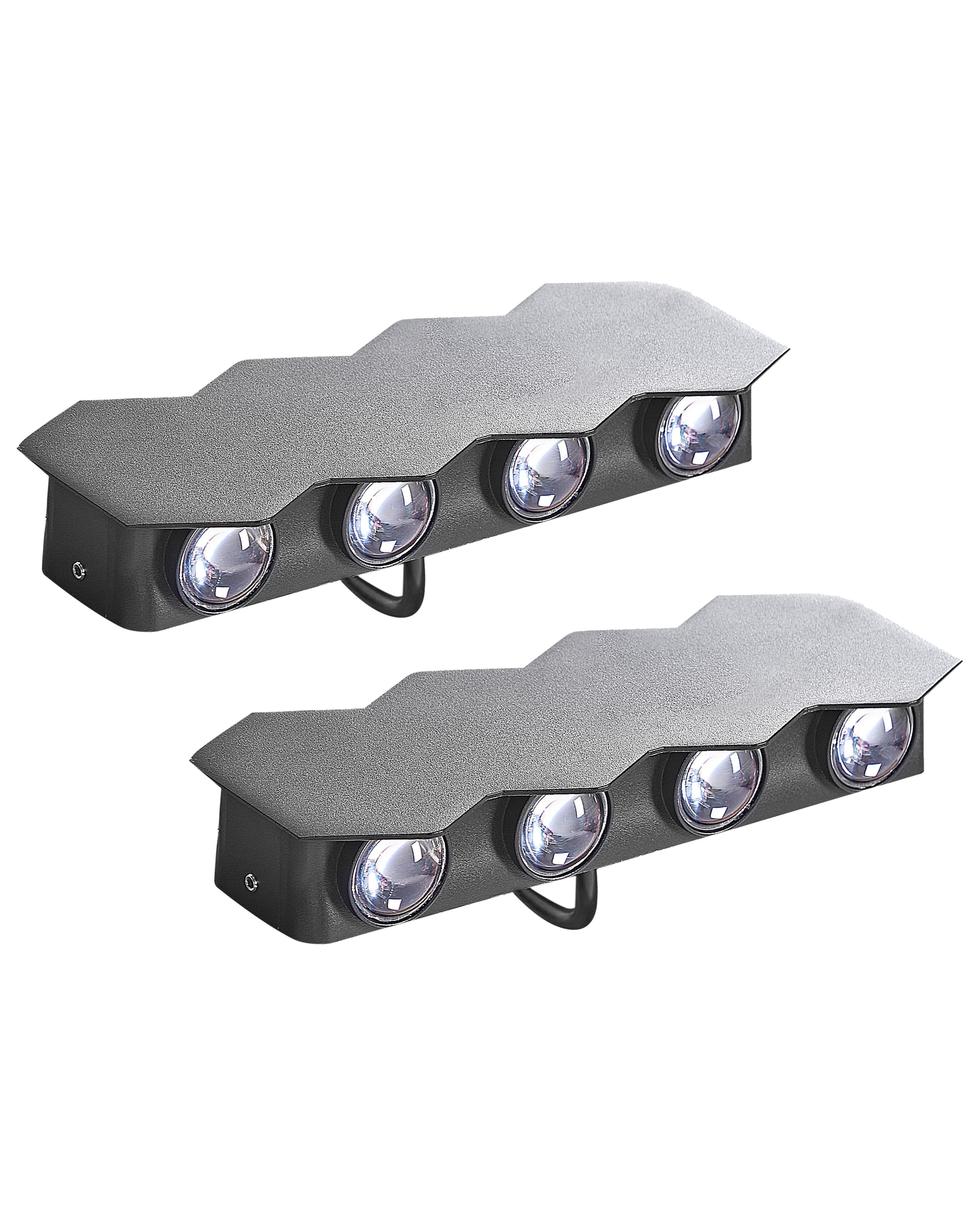 Set of 2 Outdoor LED Wall Lights Black WELDON | Beliani.co.uk