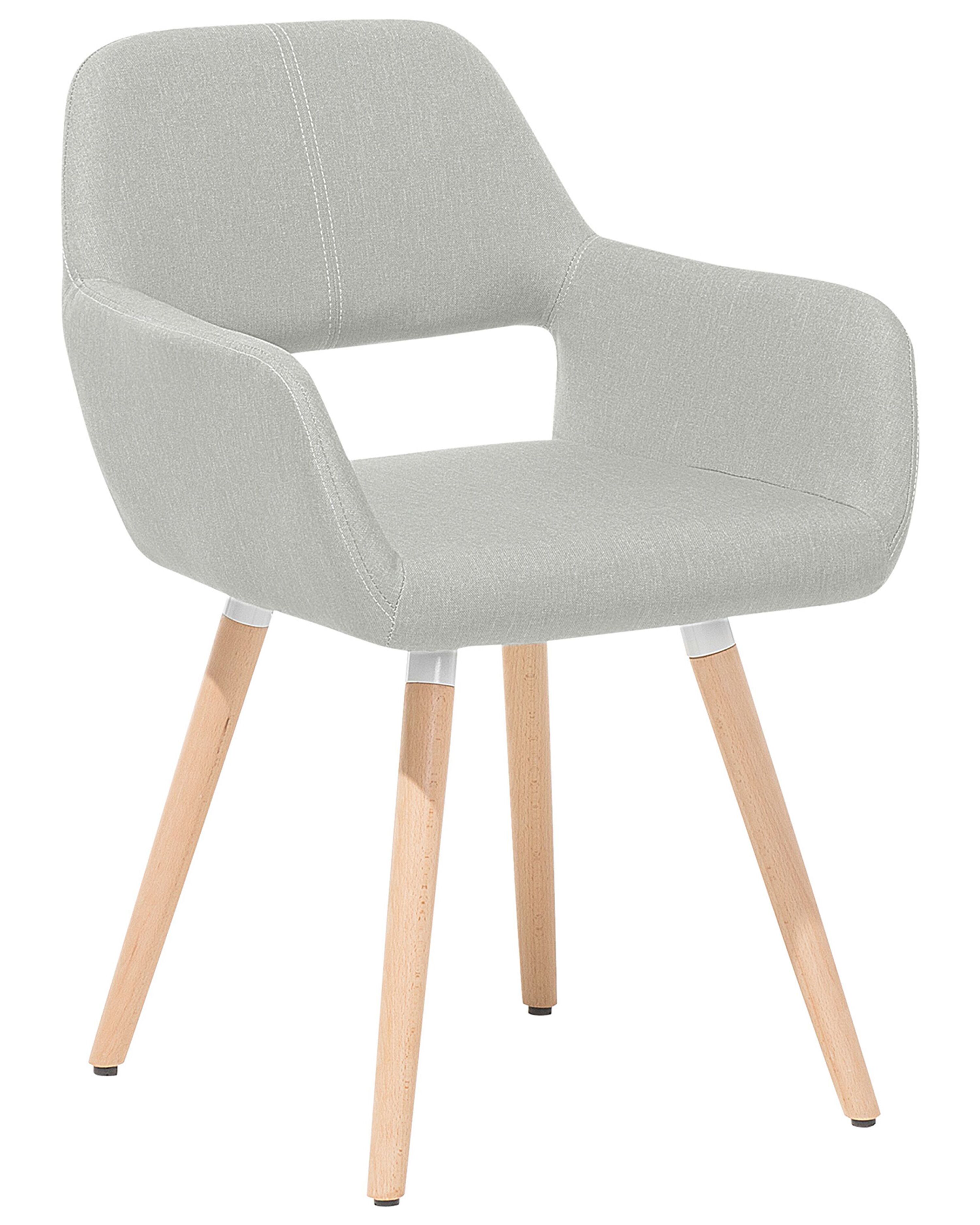 Set of 2 Fabric Dining Chairs Light Grey CHICAGO | Beliani.co.uk