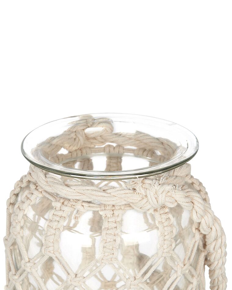 Decorative Macramé Glass Lantern 31 cm White JALEBI | Beliani.co.uk