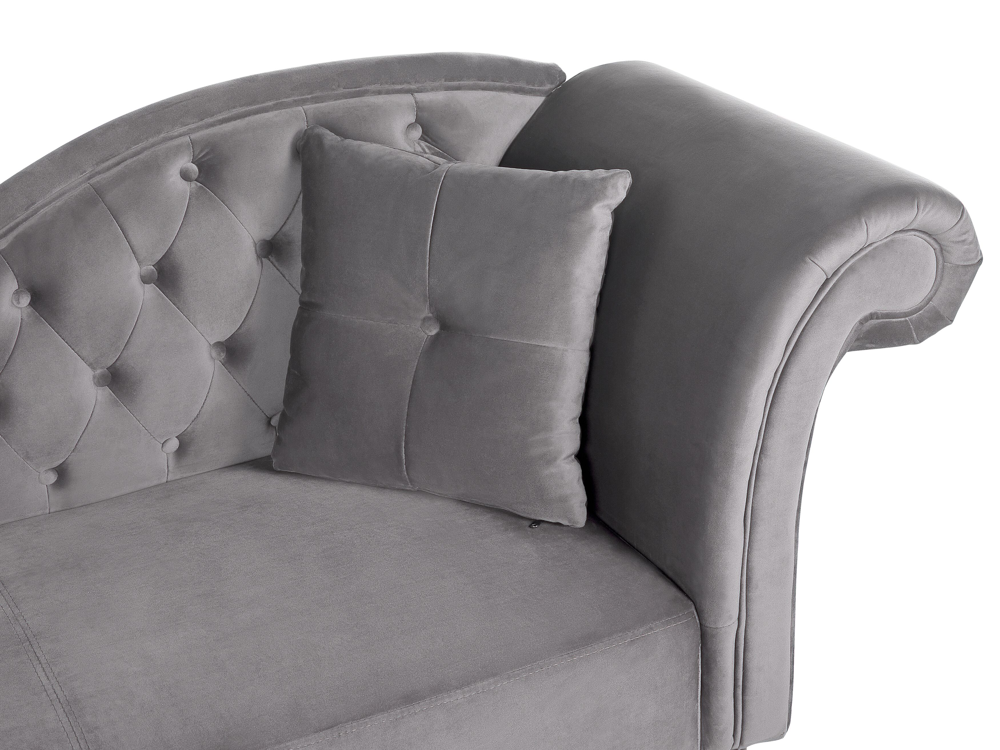 Right Hand Chaise Lounge Velvet Grey LATTES | Beliani.co.uk