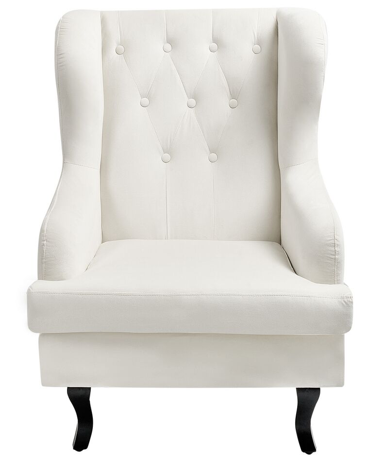 Velvet Fabric Wingback Chair Off-White ALTA | Beliani.co.uk