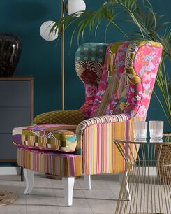 Fauteuil patchwork en tissu multicolore MELBY | Beliani.fr