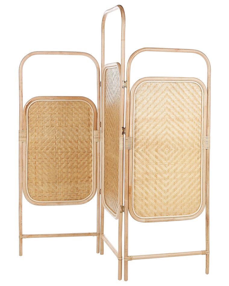 Folding Rattan 3 Panel Room Divider 166 x 180 cm Natural CARPI | Beliani.at