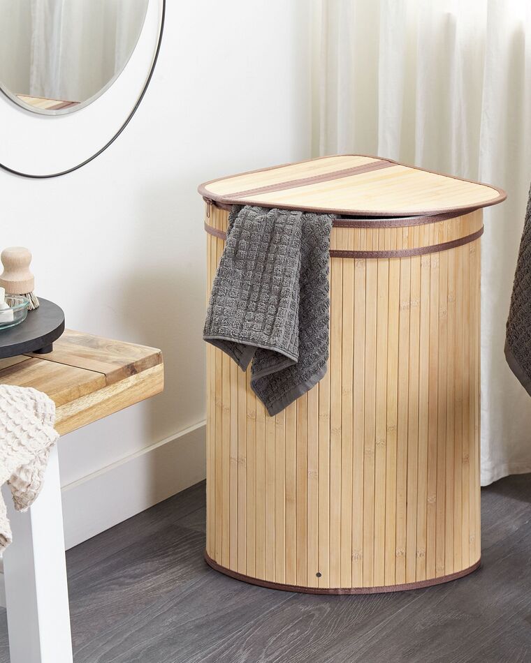 Cesto em madeira de bambu clara 60 cm BADULLA | Beliani.pt