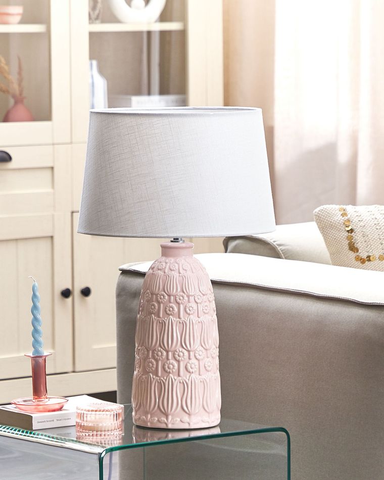 Ceramic Table Lamp Pink ZARIMA | Beliani.co.uk