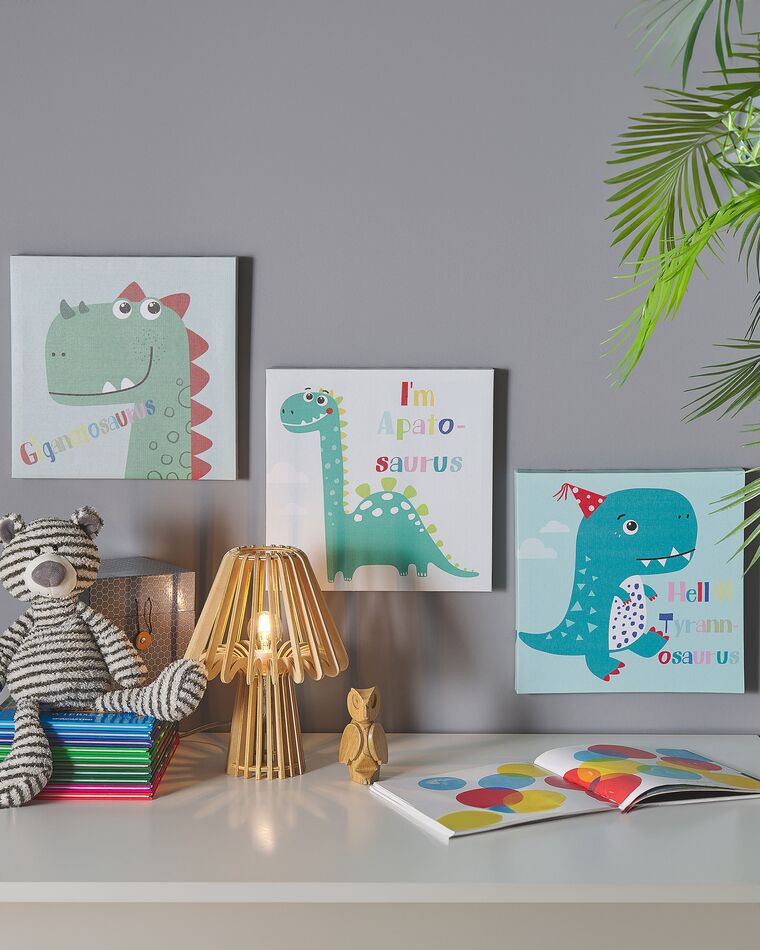 Wanddecoratie wit/groen set van 3 BINGUI | Gratis Levering