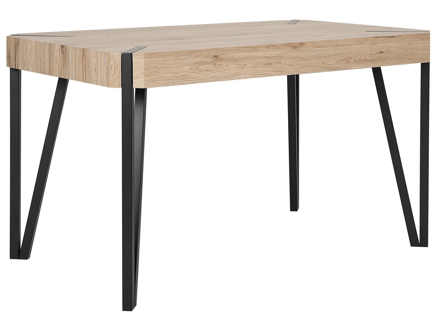 Dining Table 130 x 80 cm Light Wood and Black CAMBELL | Beliani.co.uk