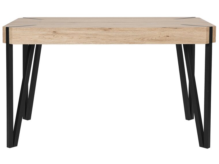 Dining Table 130 x 80 cm Light Wood and Black CAMBELL | Beliani.co.uk