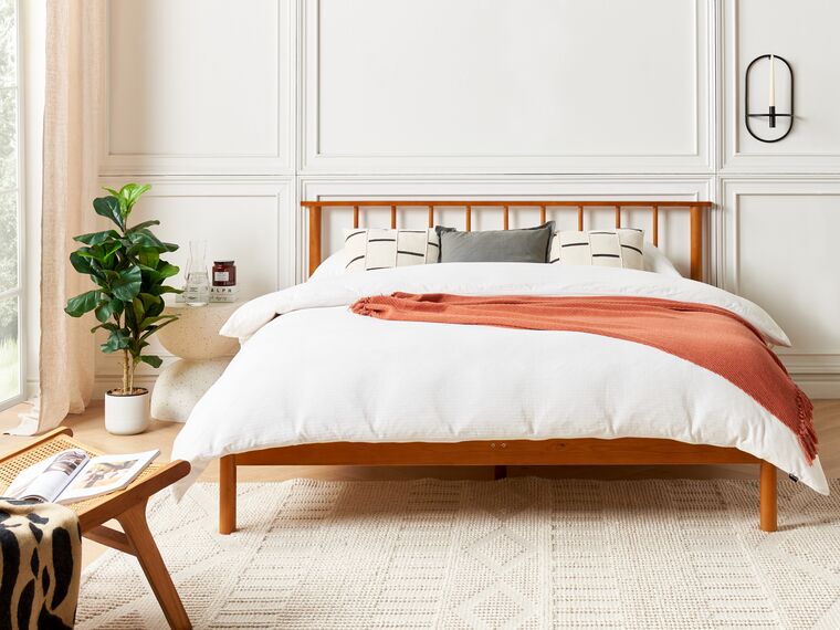 Wooden EU King Size Bed Light BARRET II | Beliani.co.uk